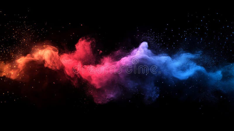 Abstract Red Blue Color Powder Explosion in Dark Space Stock ...