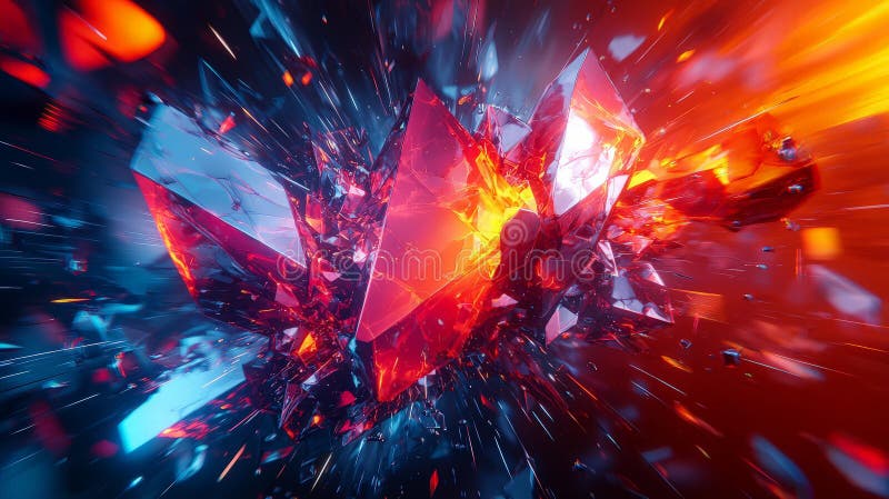 Abstract Red Blue Crystal Explosion, Energy Burst, Motion Blur ...