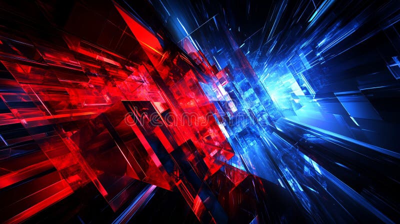 Abstract Red and Blue Digital Art Stock Illustration - Illustration of ...