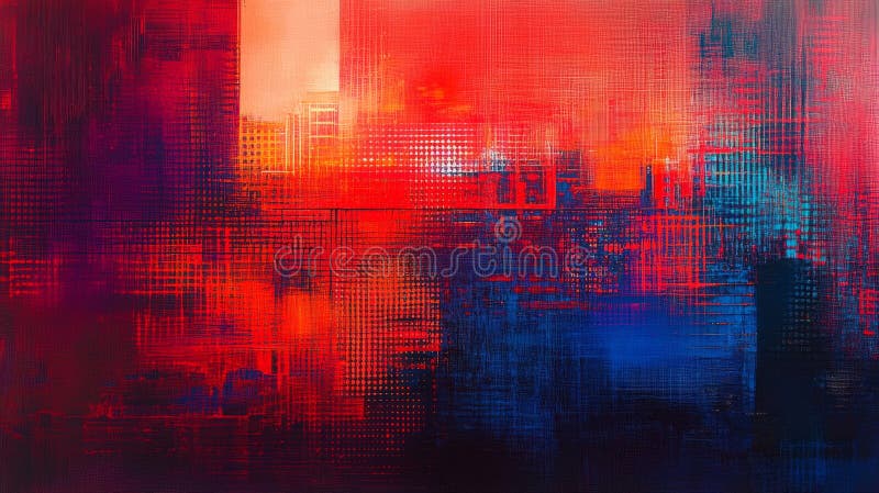 Abstract Red and Blue Digital Art Background Stock Illustration ...
