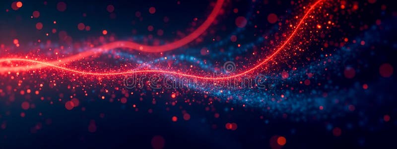 Abstract Red and Blue Dynamic Wave Pattern, Flowing Particles on Dark ...