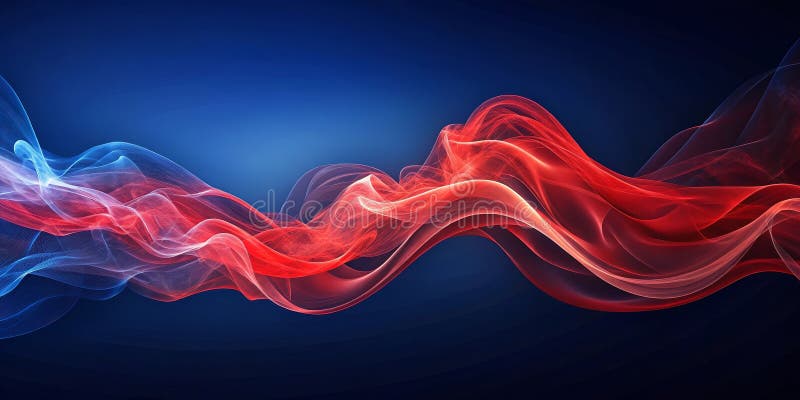 Abstract Red and Blue Energy Wave Flowing Across Dark Background ...
