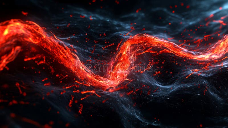 Abstract Red and Blue Energy Wave Flowing in Dark Background Stock ...