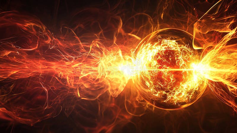 Abstract Red and Blue Energy Waves Clash with a Bright Central Light on ...