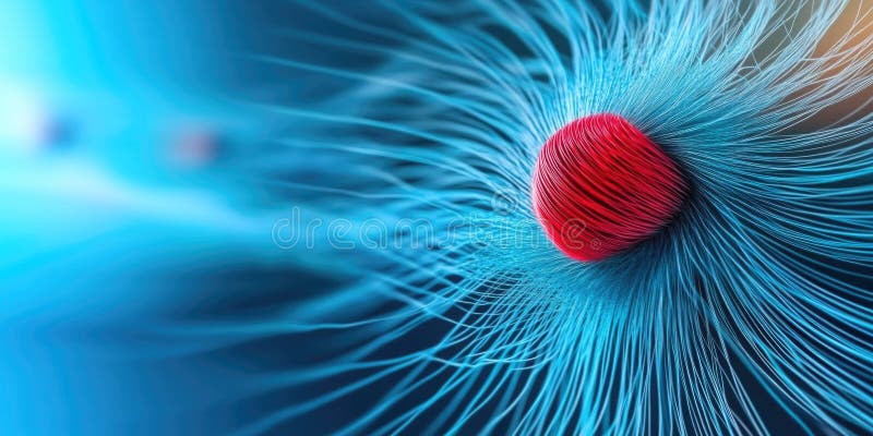 Abstract Red and Blue Fibrous Sphere on Dynamic Background Stock Photo ...