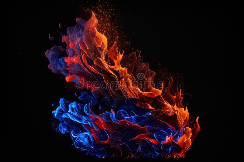Abstract Red and Blue Fire on Balck Background. Generative AI Stock ...