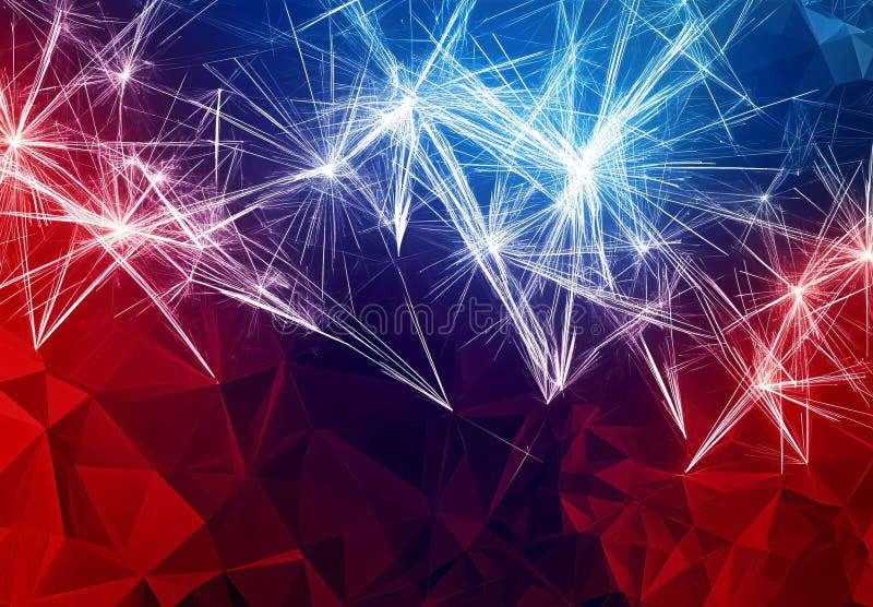 Abstract Red Blue Firework Burst Polygon Background High Quality Image ...