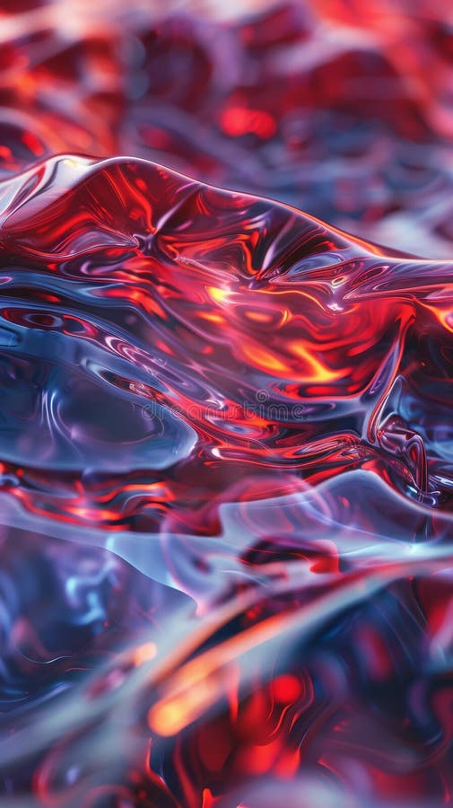 Abstract Red and Blue Fluid Textures, Dynamic Motion. Modern Art and ...