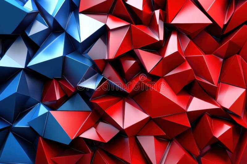Abstract Red and Blue Geometric Background, a Collision of Shapes and ...