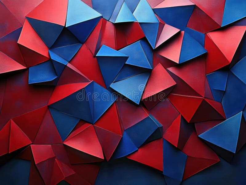 Abstract Red and Blue Geometric Shapes Wall Art Stock Image - Image of ...
