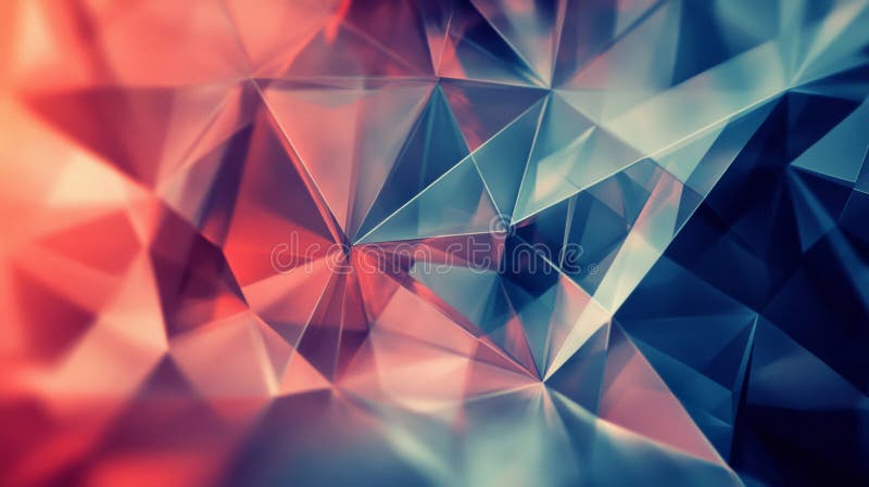 Abstract Red and Blue Geometric Triangular Crystal Background Stock ...