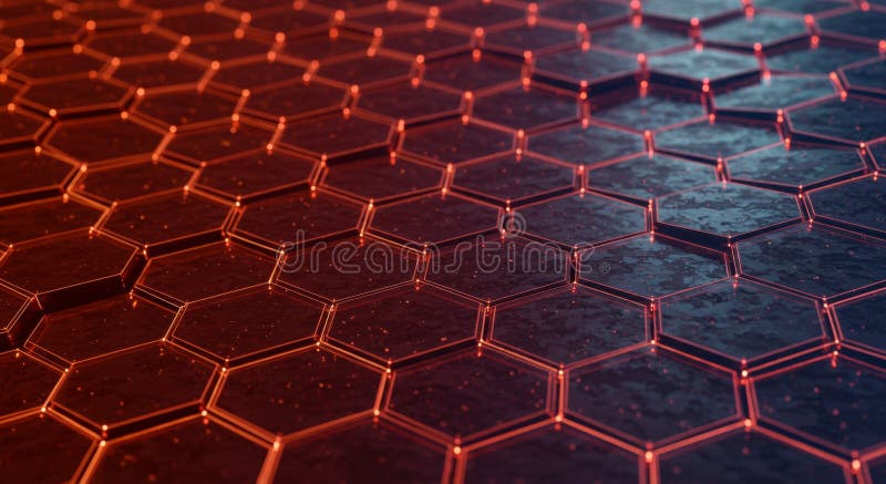 Abstract Red and Blue Glowing Hexagonal Pattern Stock Illustration ...