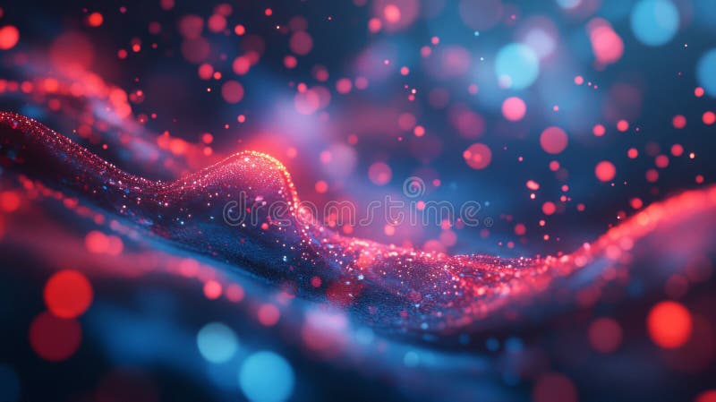 Abstract Red and Blue Glowing Particles Background Stock Illustration ...