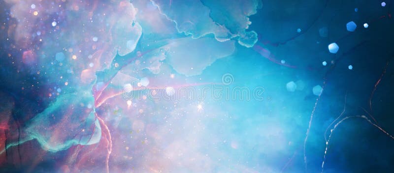 Abstract Red, Blue, Gold and Black Defocused Background. Bokeh Lights ...