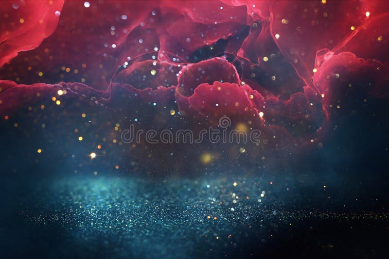 Abstract Red, Blue, Gold and Black Defocused Background Stock Image ...