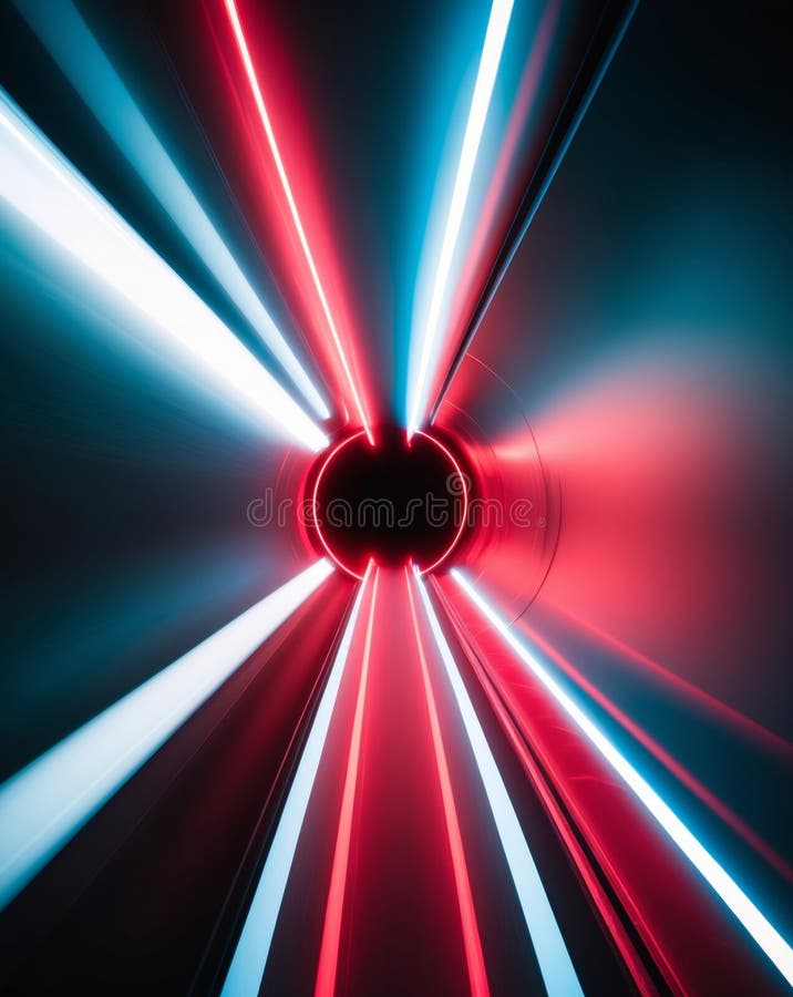 Abstract Red Blue Light Tunnel Speed Motion Background Stock Photo ...