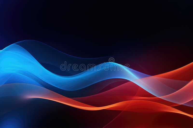 Abstract Red and Blue Light Waves on Dark Background Stock Illustration ...