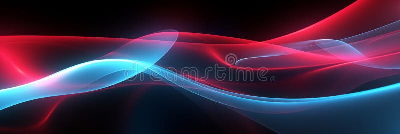 Abstract Red and Blue Light Waves Swirling in Dark Background Stock ...
