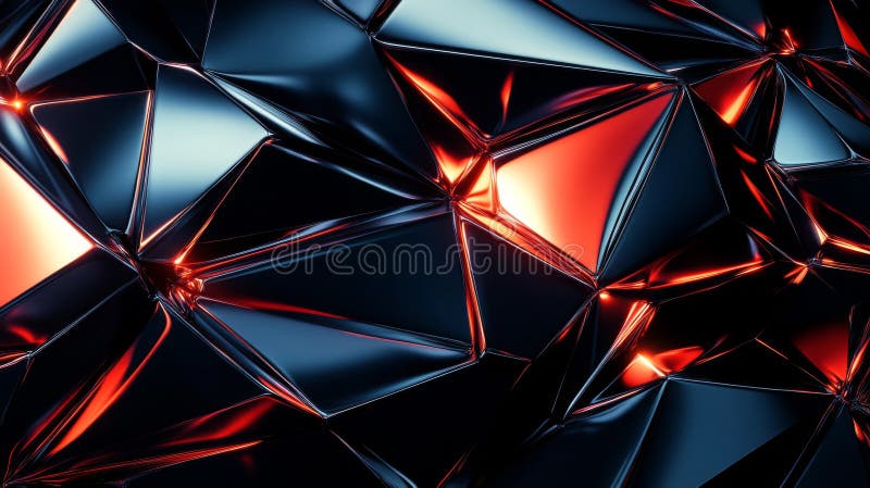 Abstract Red and Blue Metallic Crystal Structure Stock Illustration ...