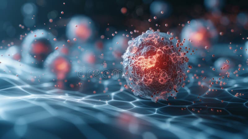 Abstract Red and Blue Molecular Structure Representing Advanced ...