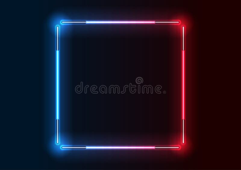 Abstract Red Blue Neon Square Frame from Fluorescent Lamps Stock Vector ...
