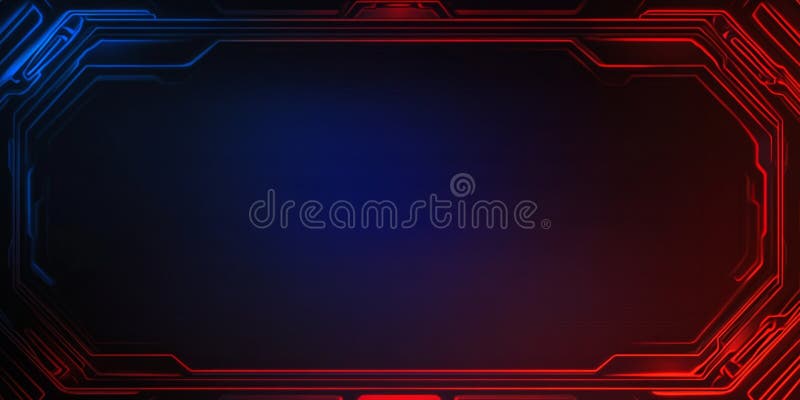 Abstract Red Blue Neon Tech Frame Digital Background Design Dark Lines ...