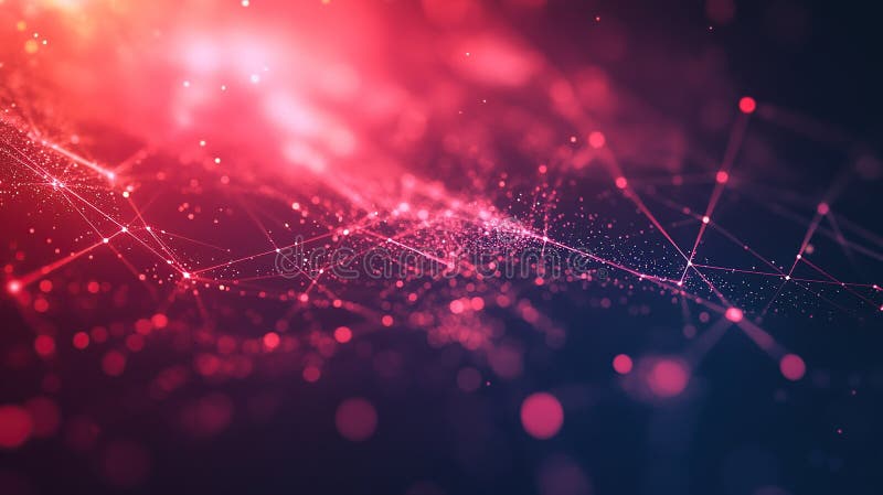 Abstract Red and Blue Network Connection Background with Glowing ...