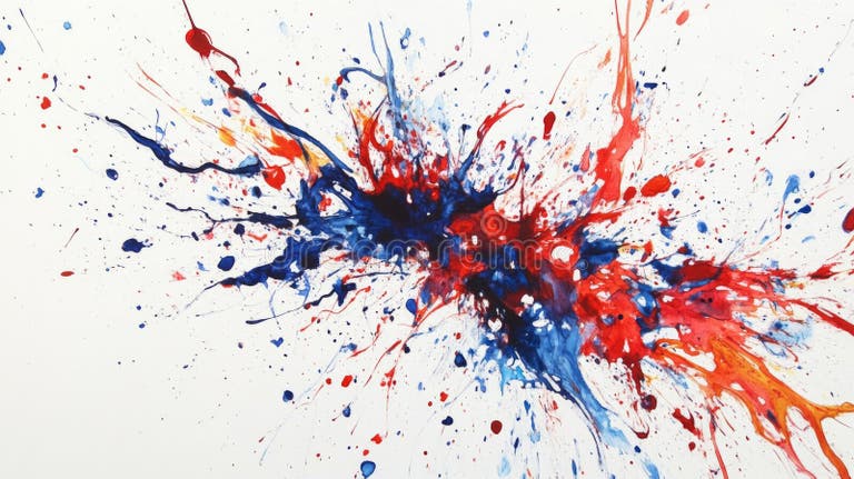 Abstract Red Blue Paint Splatter on White Background Stock Illustration ...