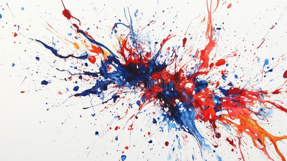 Abstract Red Blue Paint Splatter on White Background Stock Illustration ...