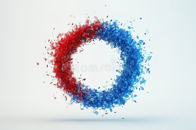 Abstract Red Blue Particle Burst: Dynamic O Shape Design Element ...