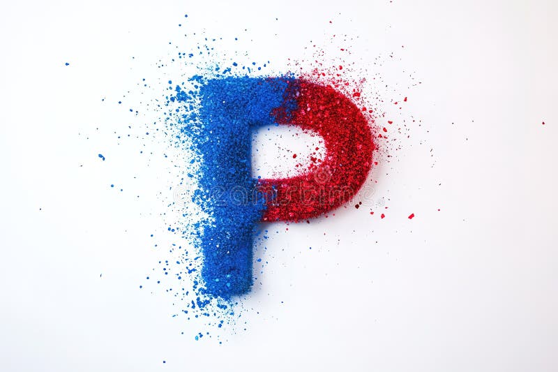 Abstract Red and Blue Particle Burst Forming Letter Po - Dynamic Design ...