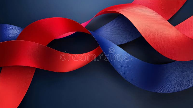 Abstract Red and Blue Ribbons Flowing Dynamically on Dark Background ...