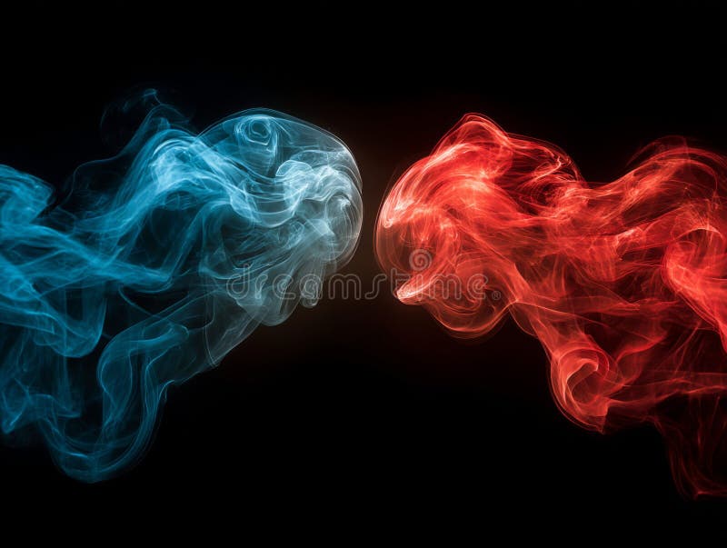 Abstract Red and Blue Smoke Collision Stock Illustration - Illustration ...