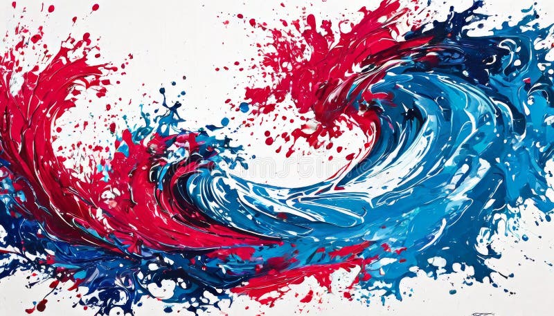 Abstract Red and Blue Splashing Waves in Dynamic Motion Stock Image - Image of shapes, energy ...
