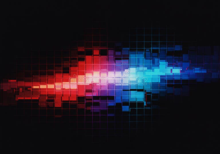 Abstract Red Blue Square Grid Digital Background Stock Illustration ...