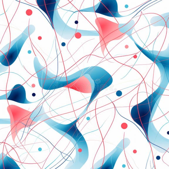 Abstract Red and Blue Squiggly Line Pattern on White Background Stock ...