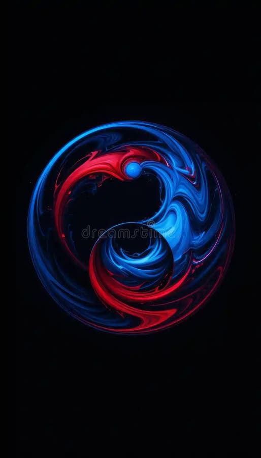 Abstract Red and Blue Swirl Sphere Digital Art: a Mesmerizing Blend of ...