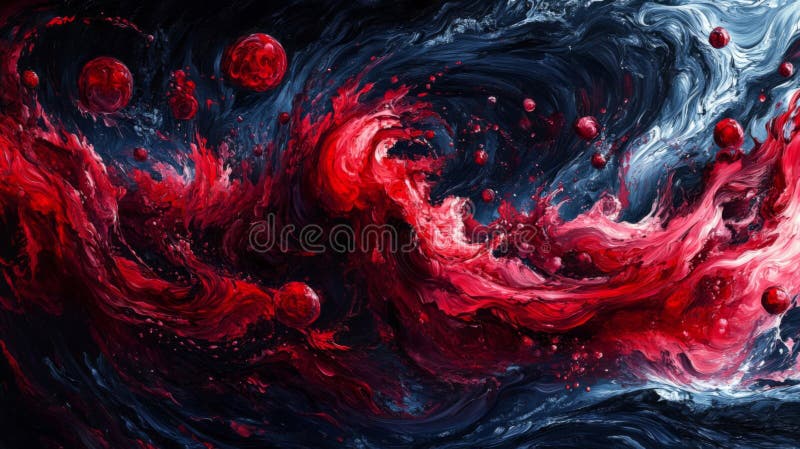 Abstract Red and Blue Swirling Paint Cosmic Nebula Stock Illustration ...