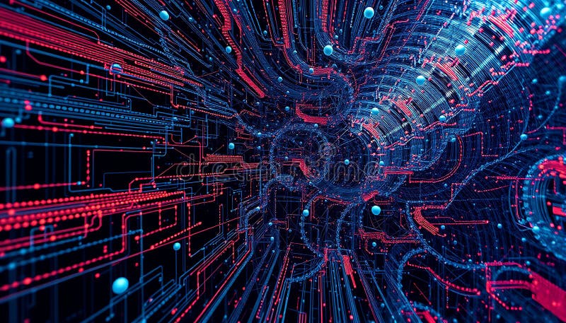 Abstract Red and Blue Tech Pattern, Futuristic and Dynamic Design ...