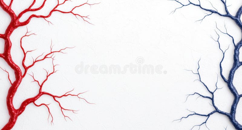 Abstract Red and Blue Tree Branch Patterns Stock Illustration ...