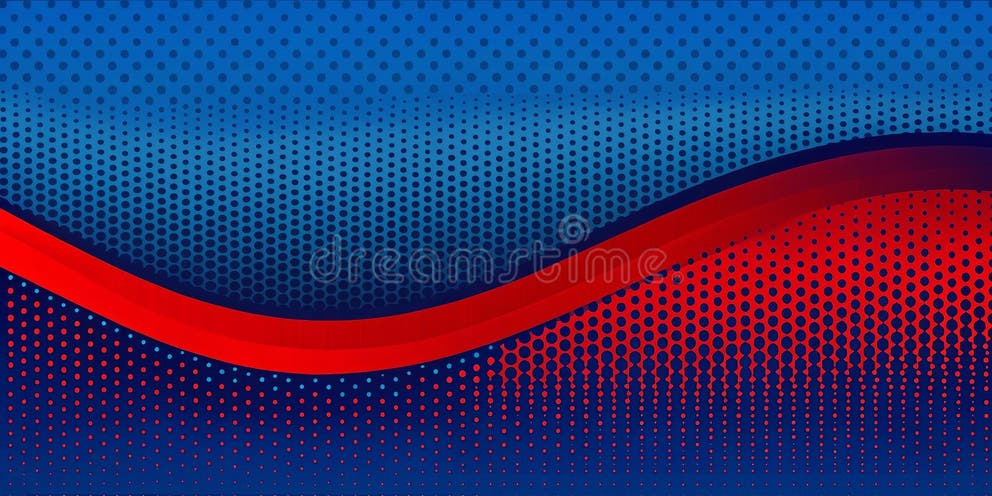 Abstract Red and Blue Wave Pattern Background Design with Halftone Dots ...