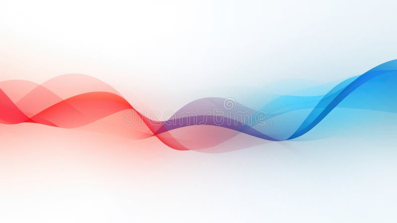Abstract Red and Blue Wavy Pulse Lines on White Background Stock ...