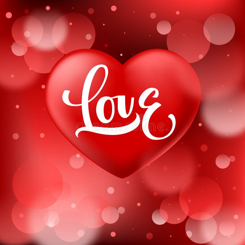 Abstract Red Bokeh Background with Smooth Realistic Heart and Love ...