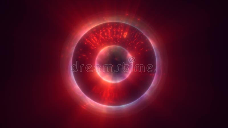 Abstract Red Bright Glowing Background with a Sphere Core Atom Energy ...