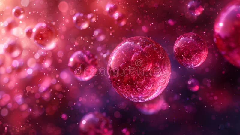 Abstract Red Bubbles in a Dreamy Atmosphere - Generative Ai Stock ...