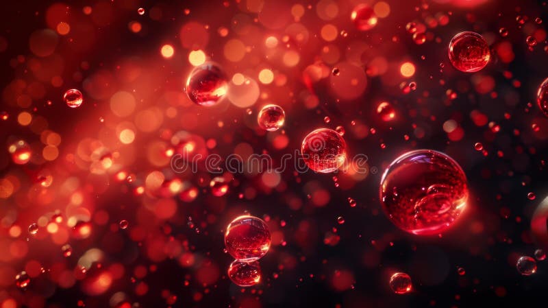 Abstract Red Bubbles Floating in Dark Liquid - Generative Ai Stock ...