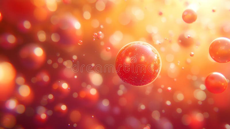 Abstract Red Bubbles Floating in Warm Light Stock Illustration ...
