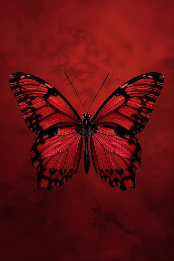 Abstract Red Butterfly on a Red Background Ai Photo Stock Illustration ...