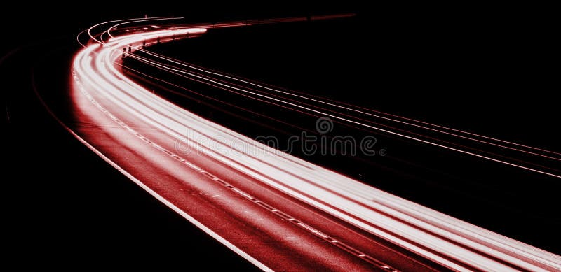 Abstract Red Car Lights at Night. Long Exposure Stock Photo - Image of ...