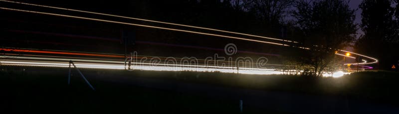 Abstract Red Car Lights at Night. Long Exposure Stock Photo - Image of ...